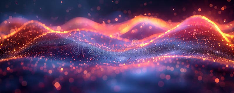 Digital Background with Colorful Glowing Data Mountains, Technology and ...