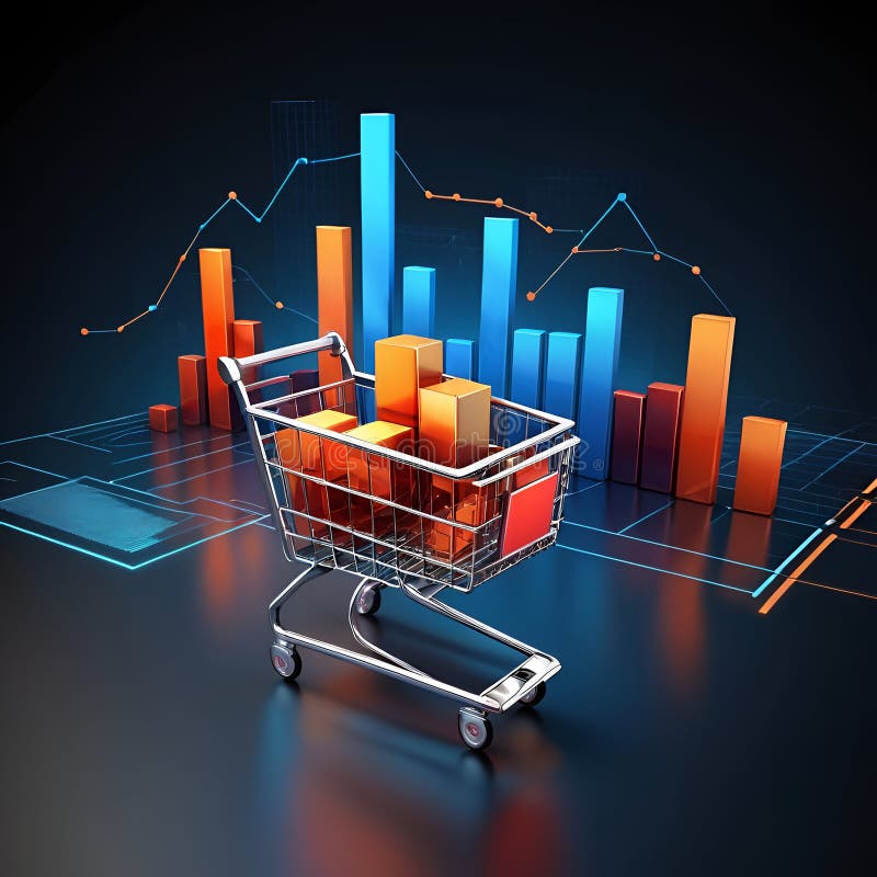 Digital Background Design Futuristic E-commerce Metrics with Shopping ...