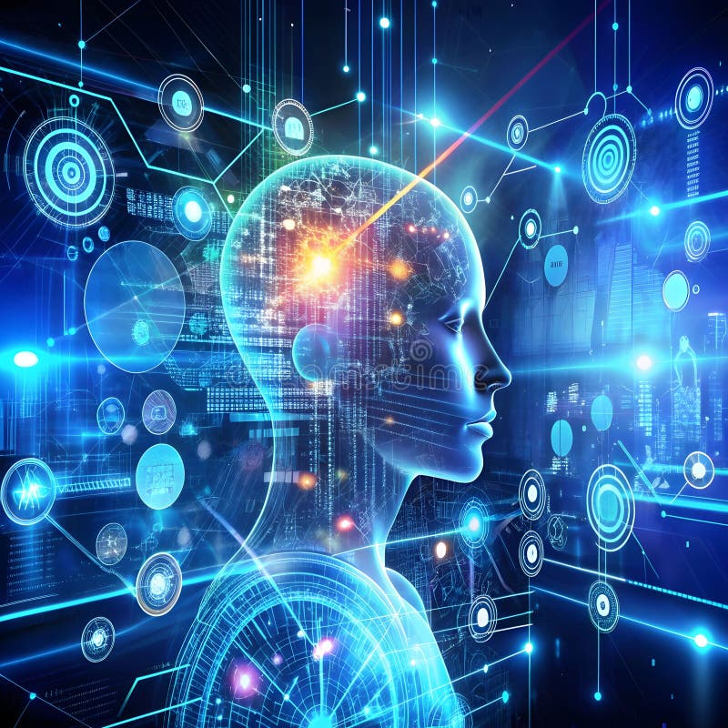 The Digital Background Encompasses Various Aspects Stock Illustration ...