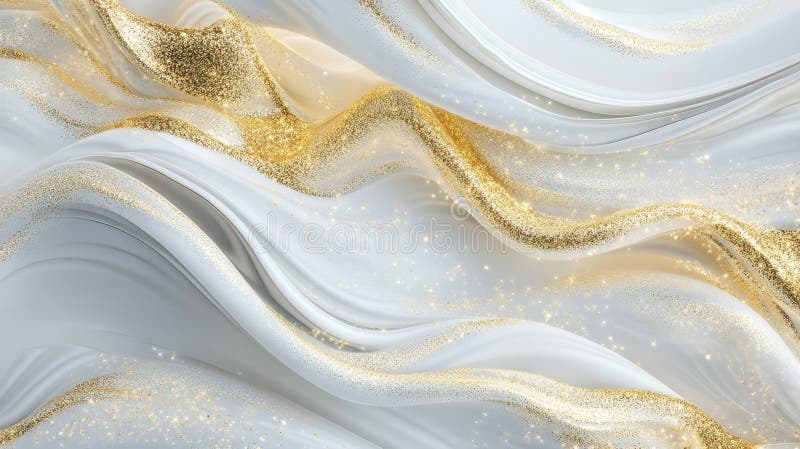 A Digital Background Features Undulating Waves of White Gold Fabric ...