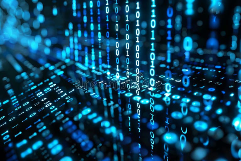 Digital Background Featuring Blue Binary Code, Numbers and Code on Dark Black Backdrop, Perfect ...