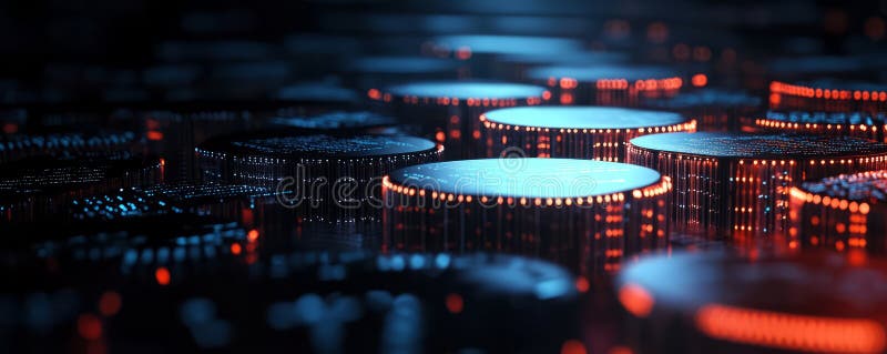Digital Background Featuring Glowing Circular Elements, Ideal for Tech ...