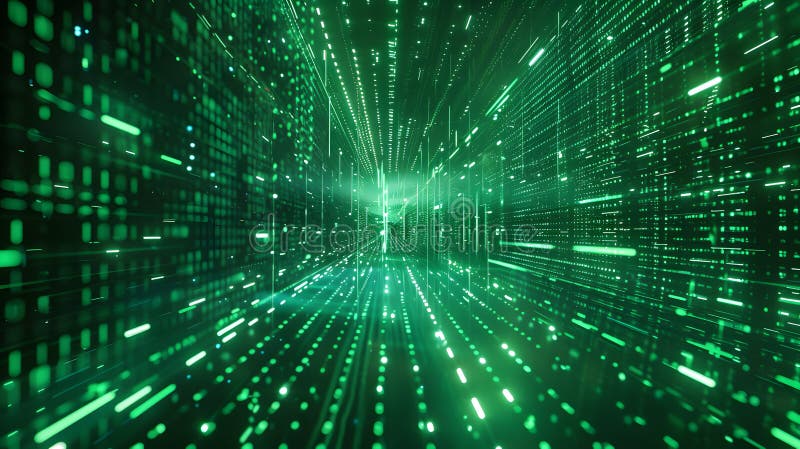 Green Digital Data Corridor Futuristic Background Stock Illustration ...