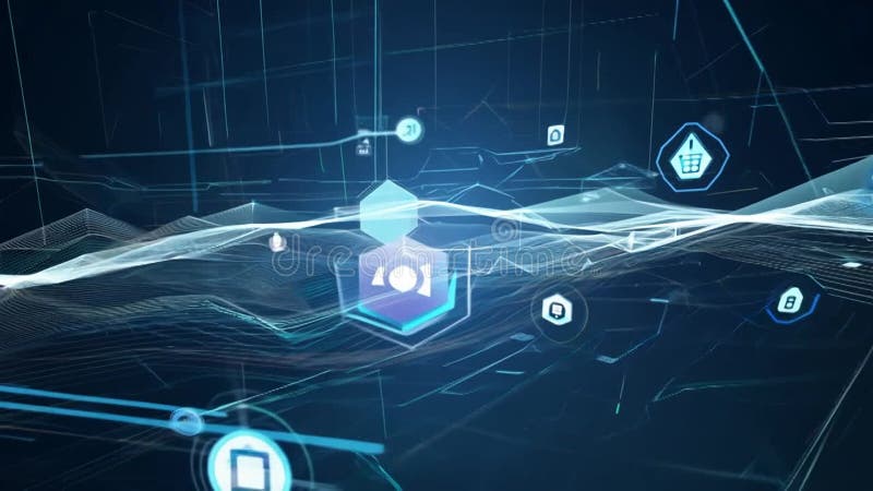 A Digital Background Featuring Various Icons and Lines, Representing a ...