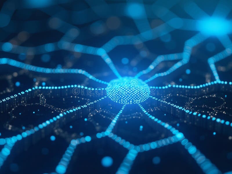 Futuristic Binary Code Background with Abstract Digital Grid and Glowing Data Lines Stock ...