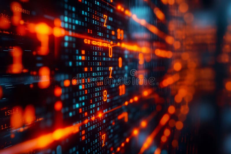 Digital Background with Glowing Orange and Blue Lights Resembling ...