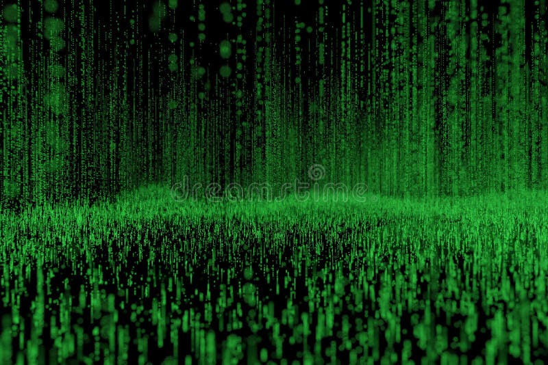 Matrix Style Binary Code Digital Background with Falling Numbers Stock Image - Image of ...