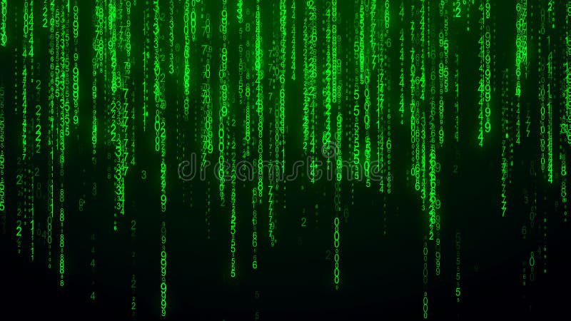 Digital Background Green Matrix. Matrix Style Program. Stream of Decimal Digits. Computer Code ...