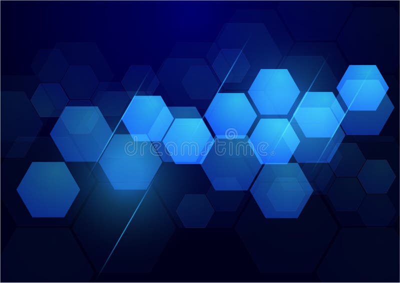 Hexagon Abstract Background. Blue Geometric Gradient Shape Glowing ...