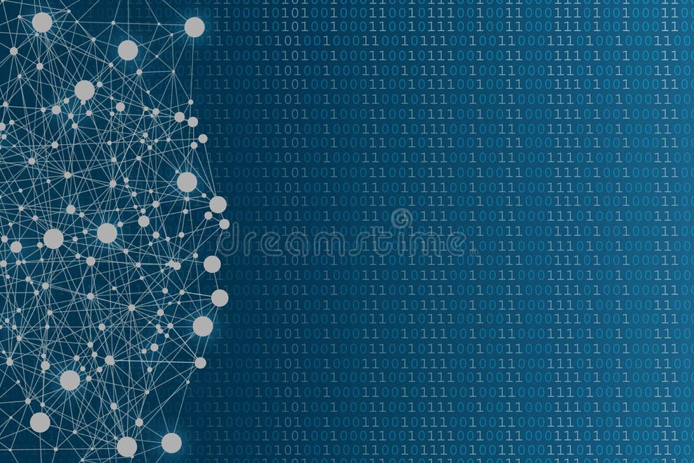 Digital Background. Internet Grid and Binary Code on a Dark Abstract ...