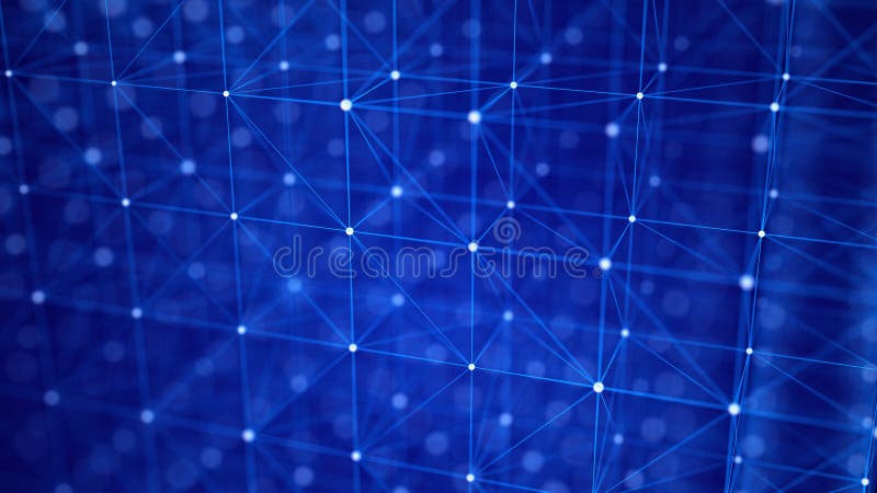 Digital Background. Network Connection Structure on Blue Background. 3D ...