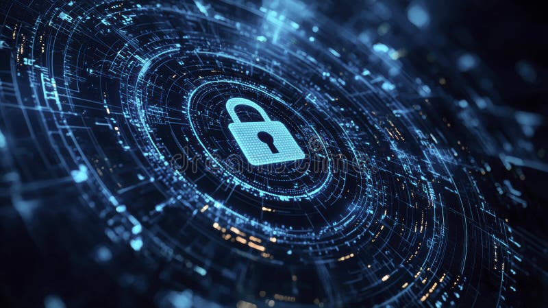 Digital Background with Pixelated Lock and Data Protection Symbols on a ...