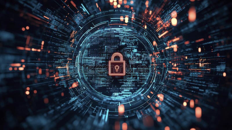 Digital Background with Pixelated Lock and Data Protection Symbols on a ...