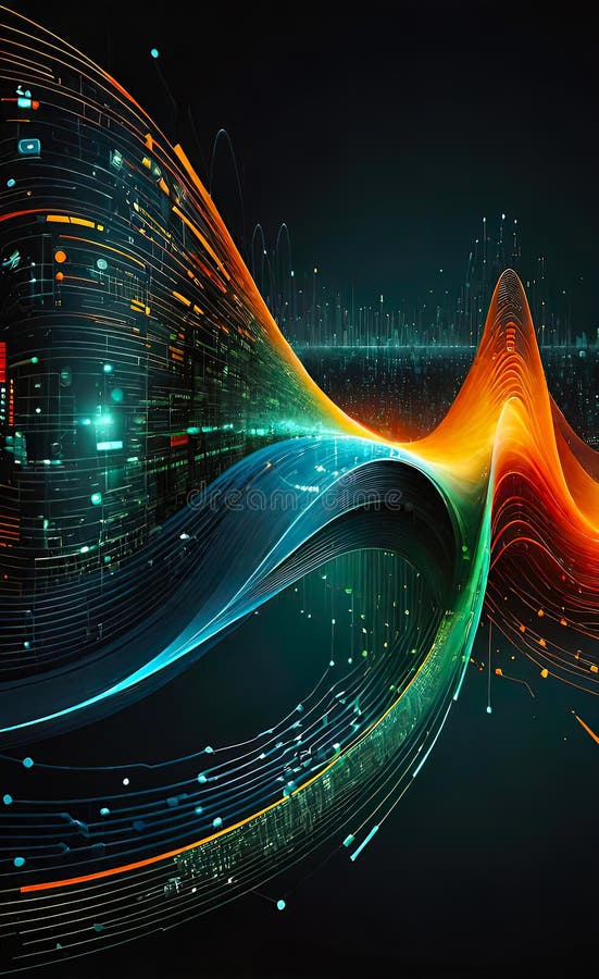 Digital Background of Technological Operations, Digital Code Flow, Neural Networks, Artificial ...