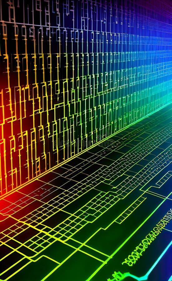 Digital Background of Technological Operations, Digital Code Flow, Neural Networks, Artificial ...