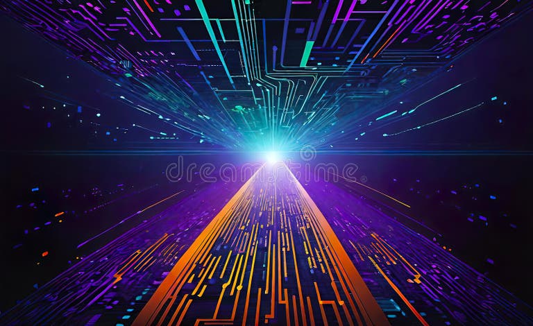 Digital Background of Technological Operations, Digital Code Flow, Neural Networks, Artificial ...