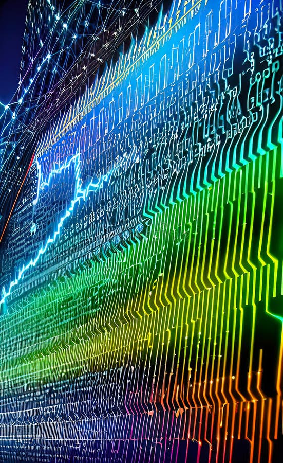 Digital Background of Technological Operations, Digital Code Flow, Neural Networks, Artificial ...