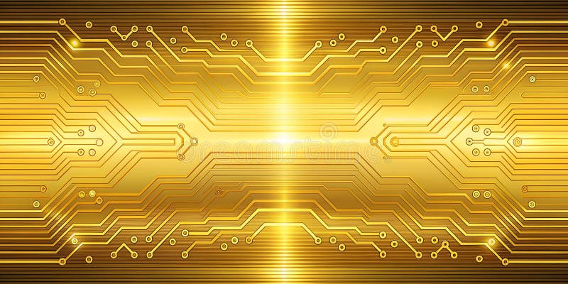 Digital Background for Technology, Golden Microchip Abstraction Stock ...