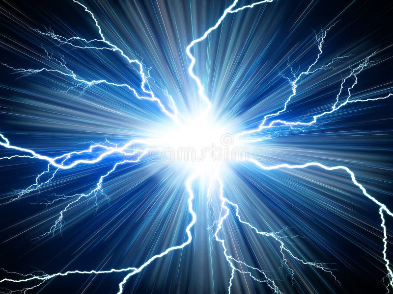 Digital BackgroundElectric Flash of Lightning on a Blue Background ...