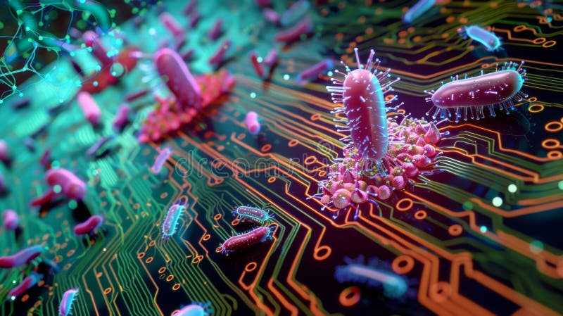Digital Bacteria on Circuit Board: Cybersecurity and Technology Concept ...