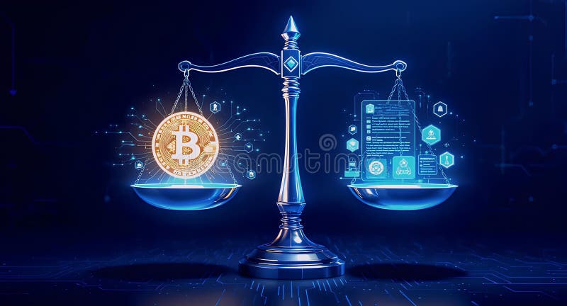 Digital Balance Scale Comparing Bitcoin Cryptocurrency and Blockchain ...