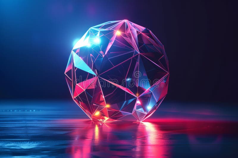 Digital Ball of Glowing 3d Triangular Polygons Stock Illustration ...