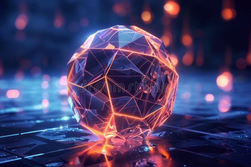 Digital Ball of Glowing 3d Triangular Polygons Stock Image - Image of ...