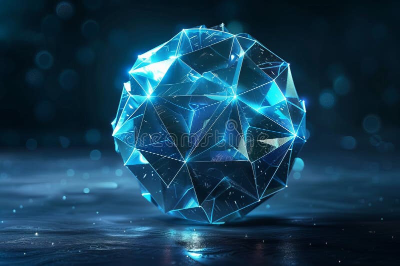 Digital Ball of Glowing 3d Triangular Polygons Stock Photo - Image of ...