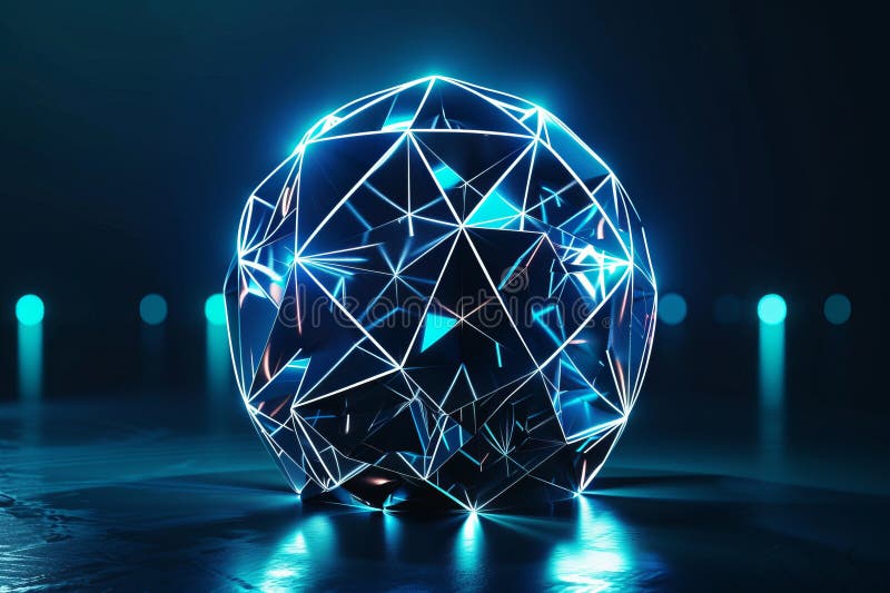 Digital Ball of Glowing 3d Triangular Polygons Stock Illustration ...