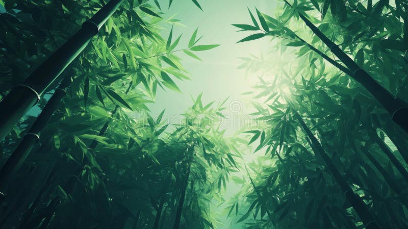 Digital Bamboo Forest Upward View Stock Illustration - Illustration of ...