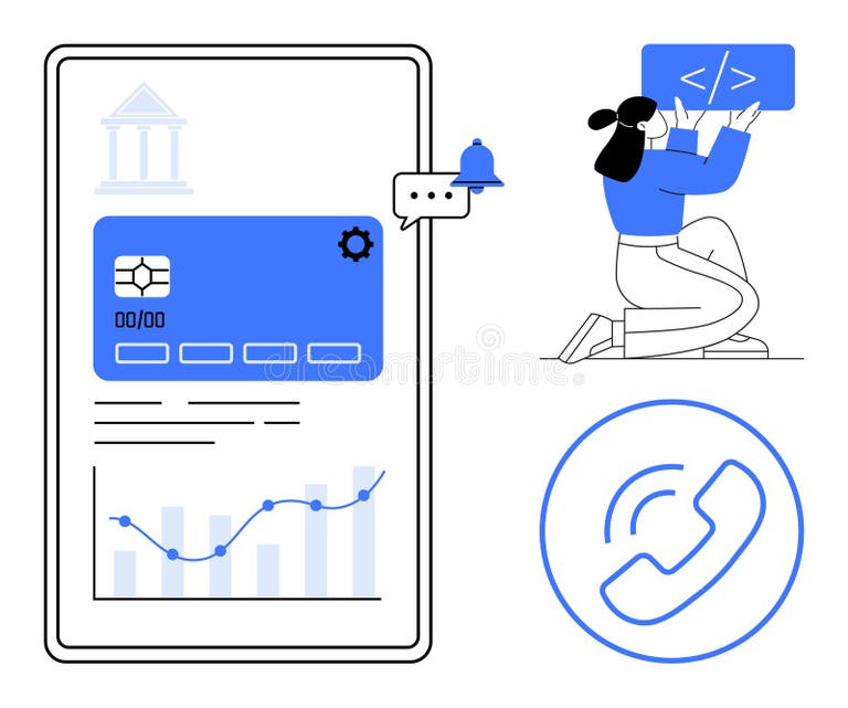 Digital Banking App Interface with Analytics and Developer Coding ...