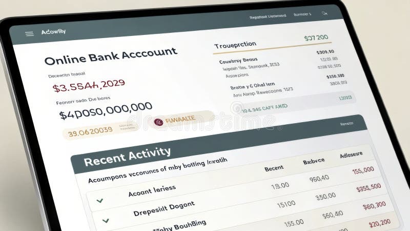 Digital Banking Interface Showing Financial Dashboard with Recent ...
