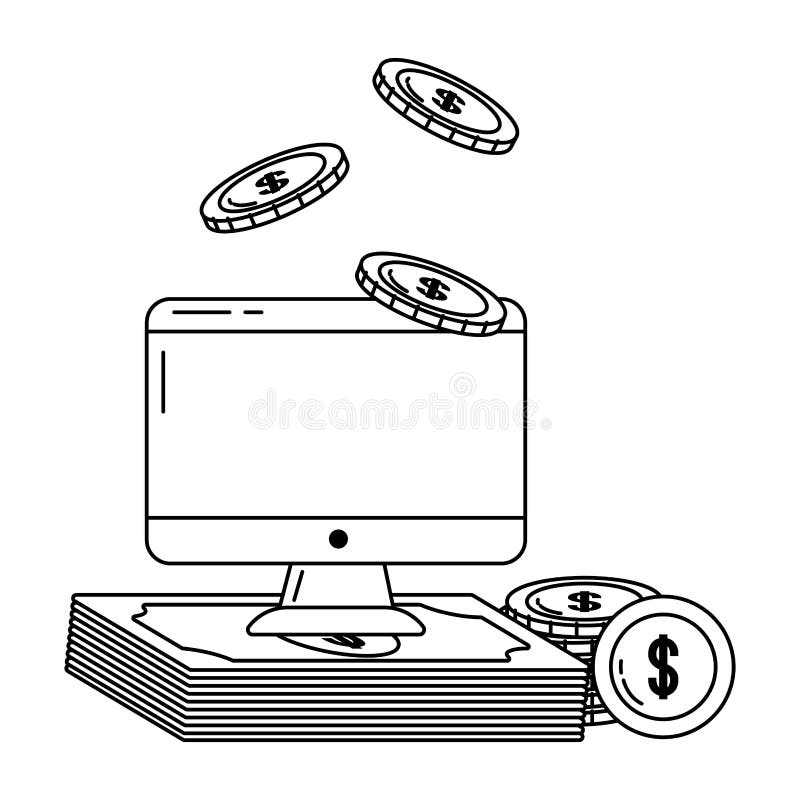 Digital Banking Services Online Tools Computer Screen Black and White ...