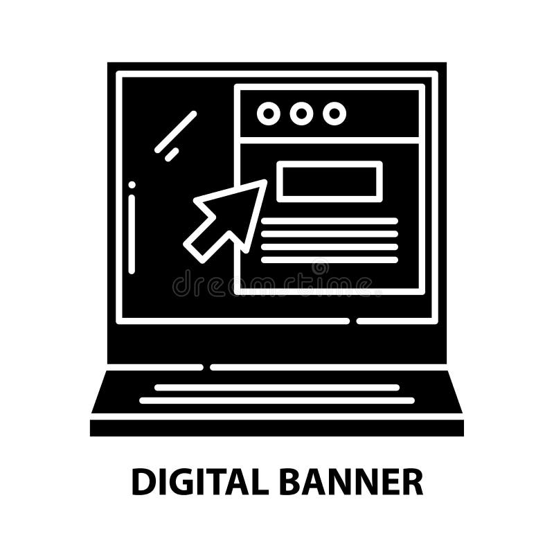 Digital Banner Symbol Icon, Black Vector Sign with Editable Strokes ...