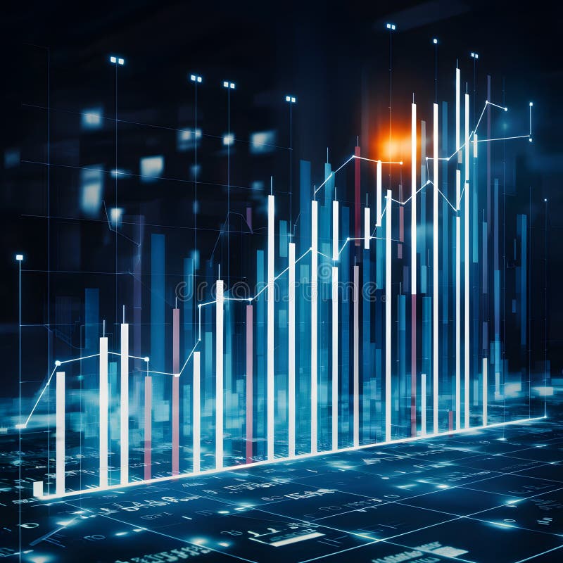 Digital Bar Chart on Futuristic Interface Backdrop, Color Coded for ...