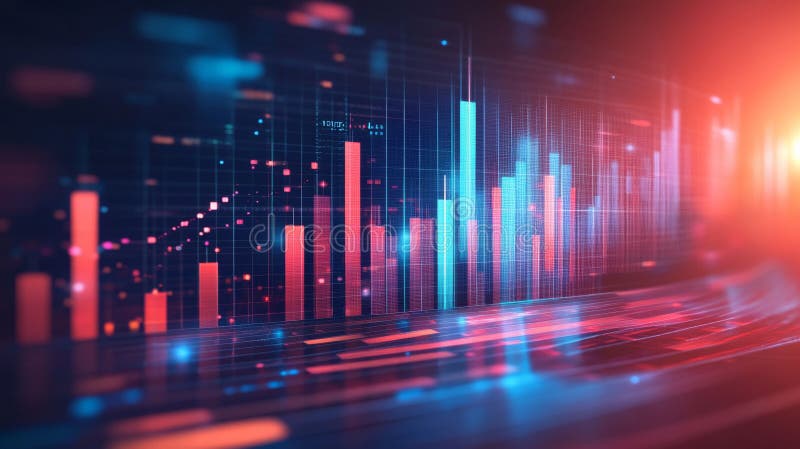 Digital Bar Chart with Red and Blue Colors Stock Illustration ...