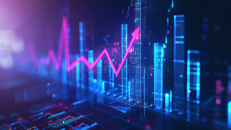A Digital Bar Chart with an Upward Arrow Stock Illustration ...