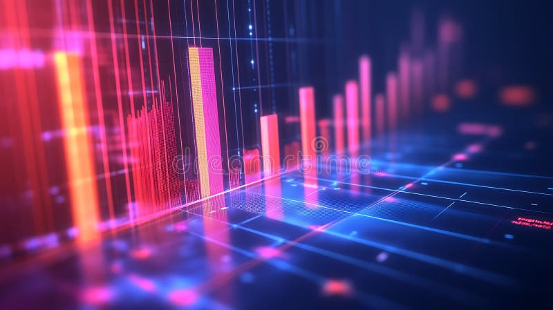 Digital Bar Graph with Rising Statistics, Sleek Design, Empty Space for ...