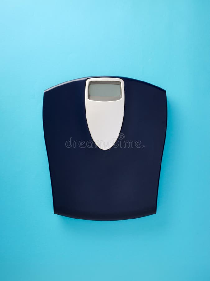 Digital Bathroom Scale on Blue Background Stock Photo - Image of ...