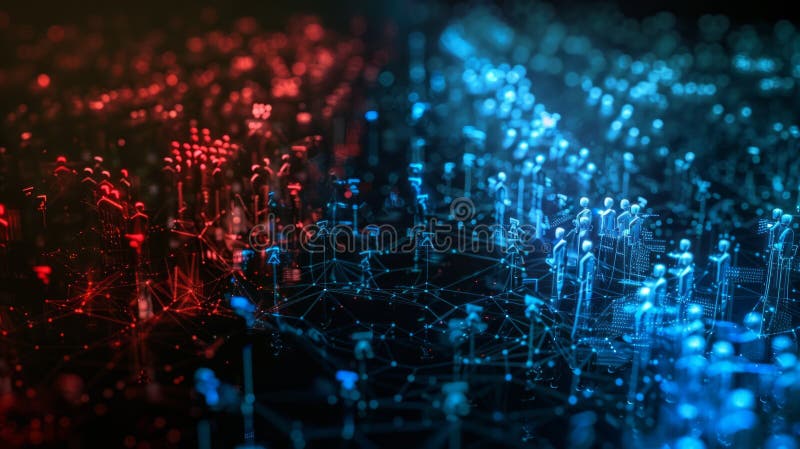 Digital Battleground in Blue and Red Hues Stock Image - Image of ...