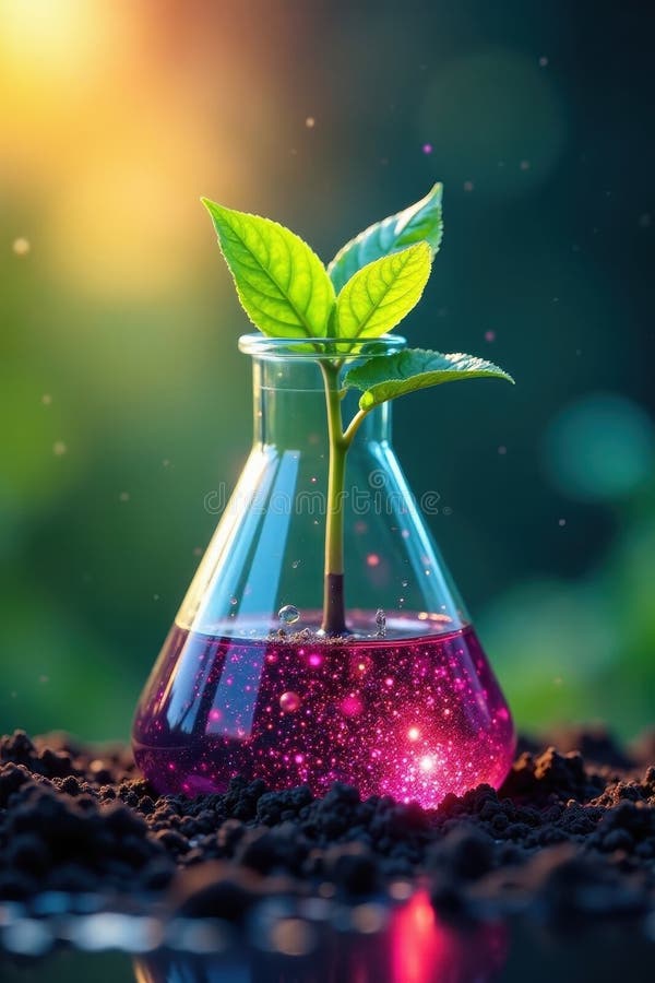 Digital Beaker, Vibrant Plant Growth, Abstract Biotech , System, Model ...