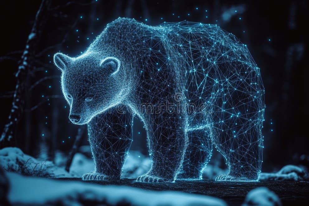 Digital Bear Illustration in Blue Lines Representing the Polars Package ...