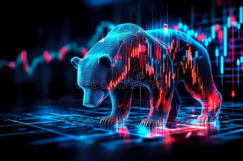 A Bear Standing on Top of a Computer Screen with a Stock Market Chart ...