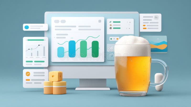 Digital Beer Brewing Dashboard Interface Displaying Analytics and ...