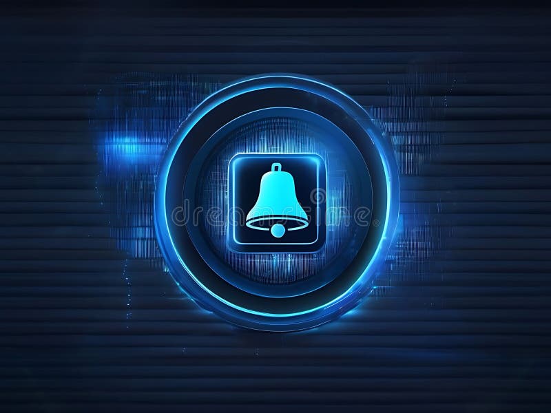 Digital Bell Icon on Dark Tech Grid Stock Illustration - Illustration ...