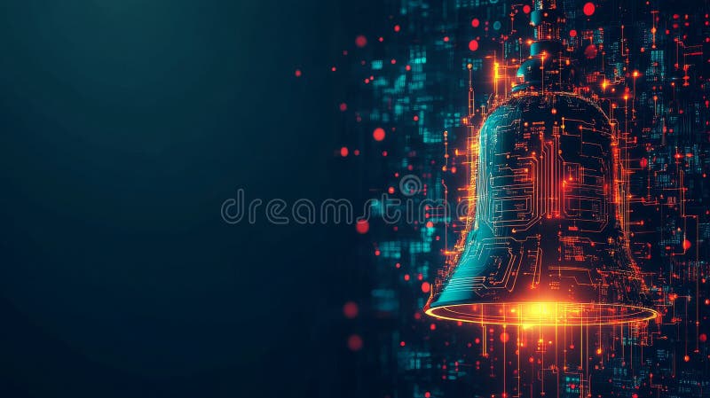 Digital Bell is Ringing, Sending Notifications in Futuristic Cyberspace ...