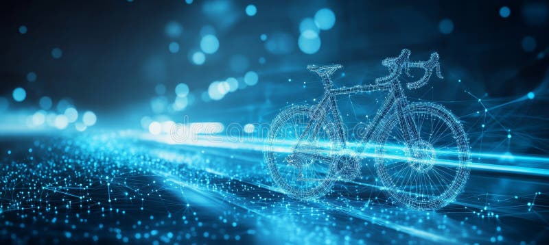 Digital Bicycle Icon on Technology Background with Lines, Connecting ...