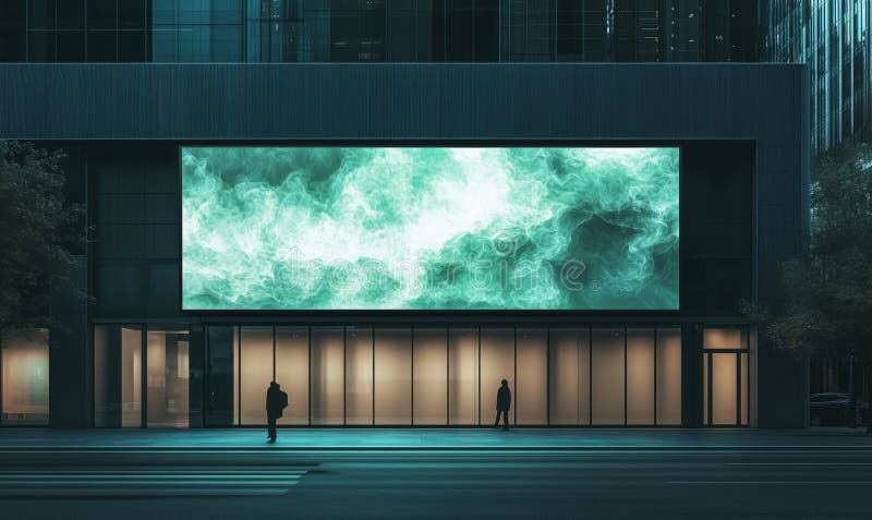 Digital Billboard Displaying Green Smoke Effect, Urban Setting, Modern ...