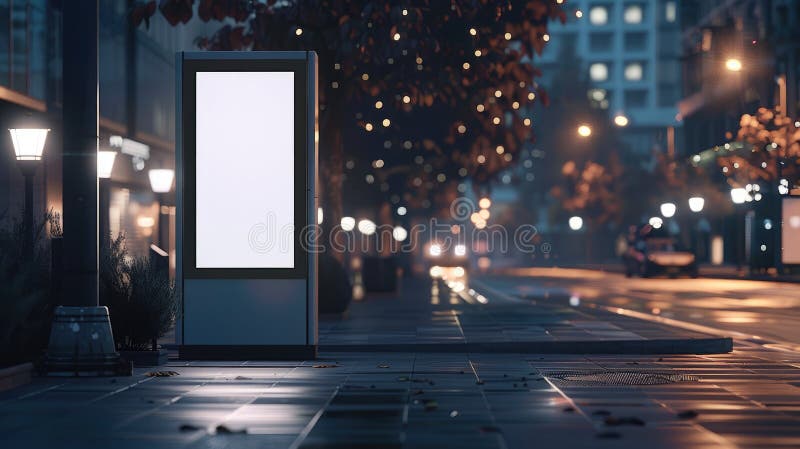 A Digital Billboard Mockup in a Rainy Urban Setting at Night. AIG51A ...