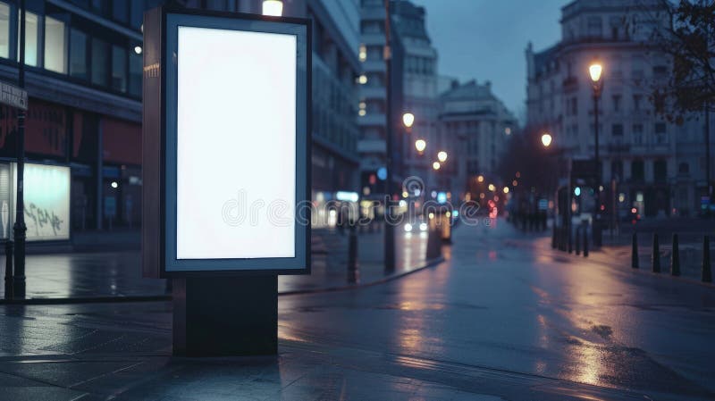 A Digital Billboard in the Rain at Night AIG51A Stock Image - Image of ...